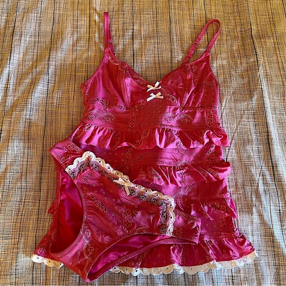 Betsey Johnson | Swim | Betsey Johnson Pink Frilly Tankini Swim Set ...
